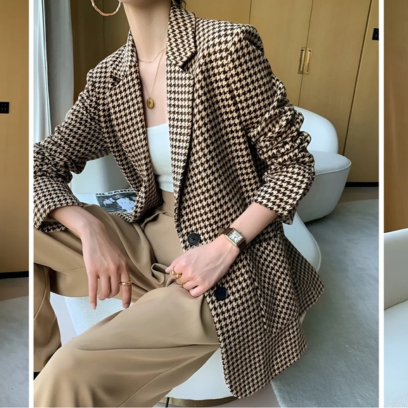 Commense | Jackets & Coats | Commense Oversized Blazer Cream Tan Size Large Two Button New ...